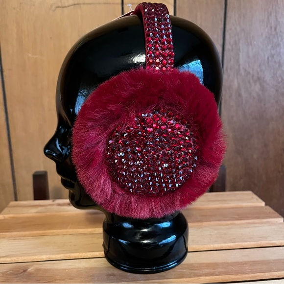 Accessories | Bordeaux Red Bling Ear Muffs | Poshmark